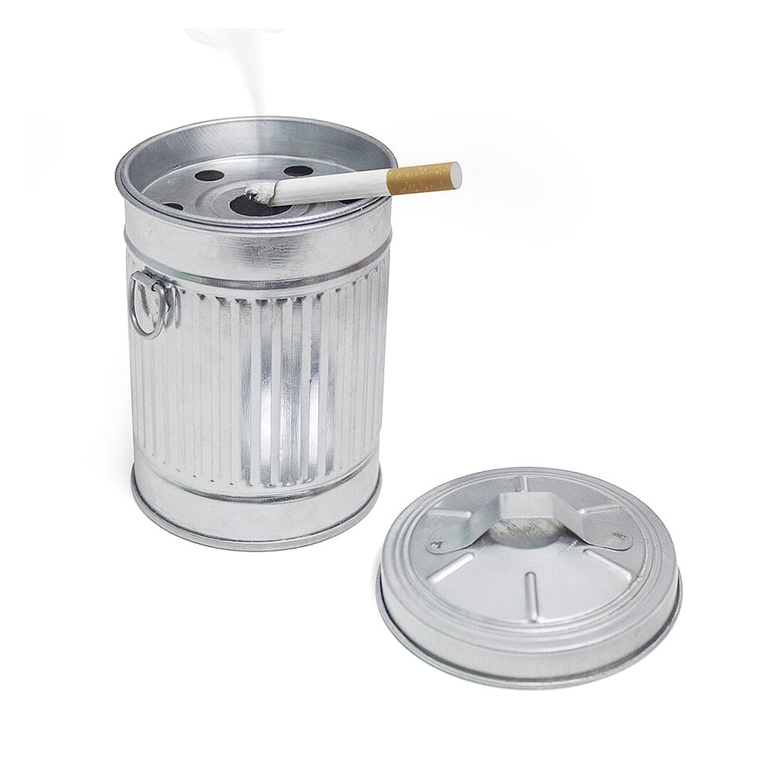 Balvi Garbage Ashtray With Lid Zinc Plated Metal